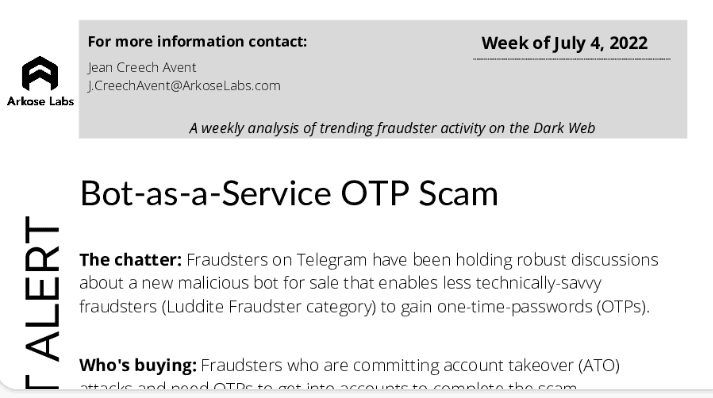 Fraud Threat Alert: Bot-as-a-Service OTP Fraud | Arkose Labs